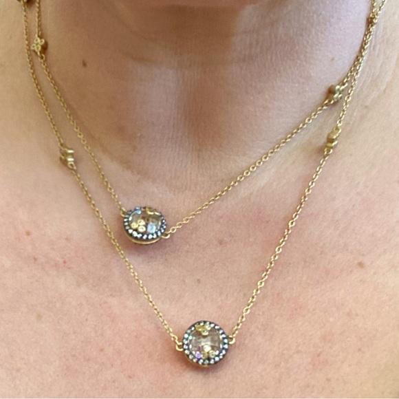Jewelry | Freida Rothman Gold Necklace With Large Crystal And Cz ...